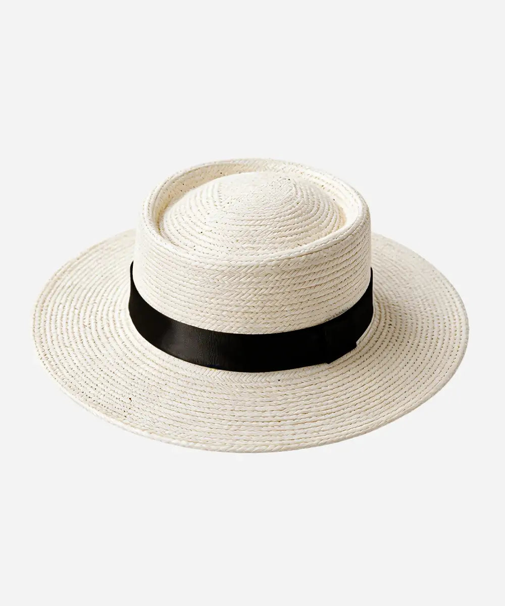 Riviera Straw Boater –Women’s Flat Brim Summer Straw Hat | L’BORA – Lbora